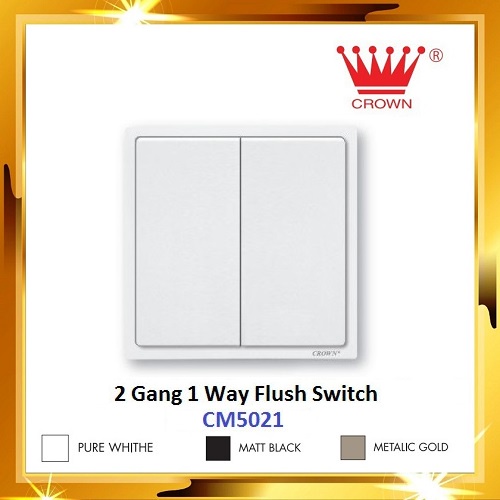 Crown CM 2 Gang 1 Way Flush Switch CM5021 | Shopee Malaysia