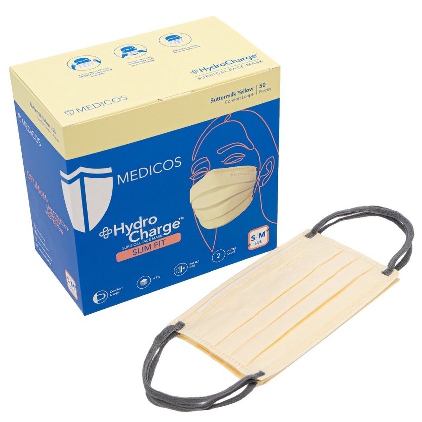 MEDICOS (NEW) Slim Fit 165 (S/M) HydroCharge 4ply Surgical Face Mask ...
