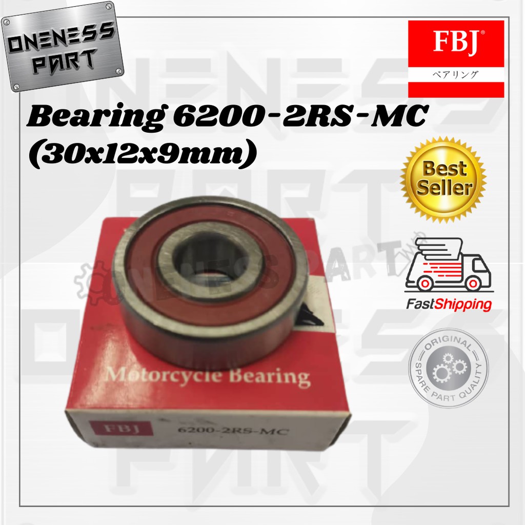 FBJ Bearing 6200-2RS-MC (1pcs) (30x12x9MM) | Shopee Malaysia