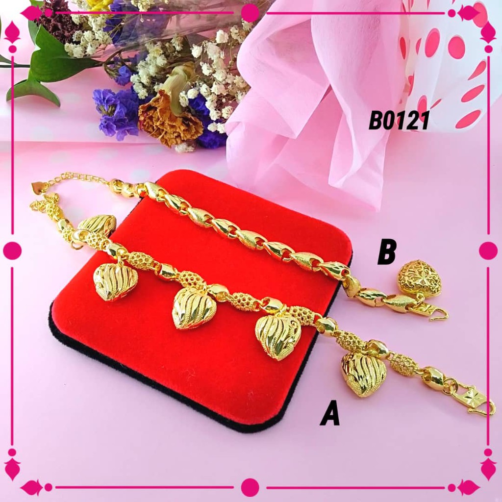 Gelang Tangan Juntai Love Emas Korea 24K Murah (EB403)(EB401) | Shopee Malaysia