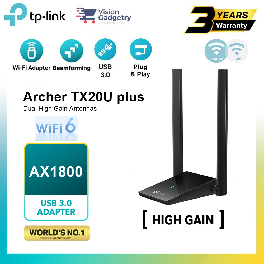 TP-Link Archer TX20U Plus AX1800 Wi-Fi 6 Dual Band Antenna Wireless USB ...
