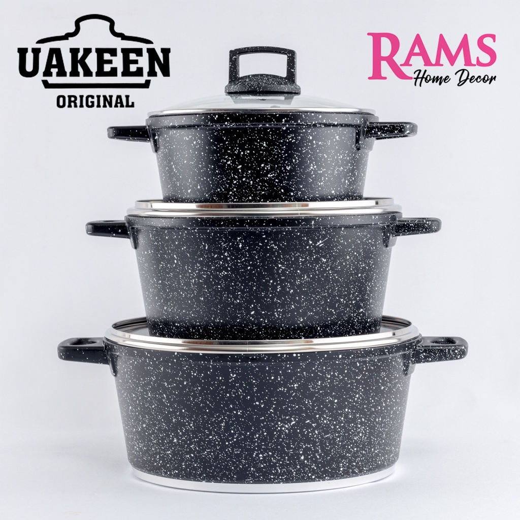 Uakeen by Vaken 6 Pcs Nonstick Aluminium Die Cast Granite Stone ...