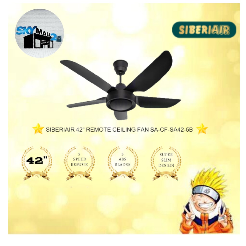 SIBERIAIR 42" REMOTE CEILING FAN SA-CF-SA42 5B/AC/BK | Shopee Malaysia