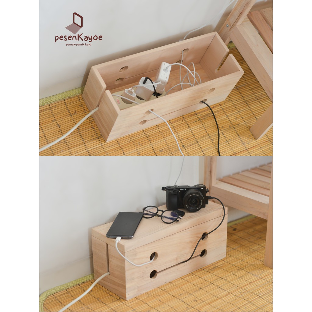 KAYU Minimalist Aesthetic Wooden Cable Organizer Box | Shopee Malaysia
