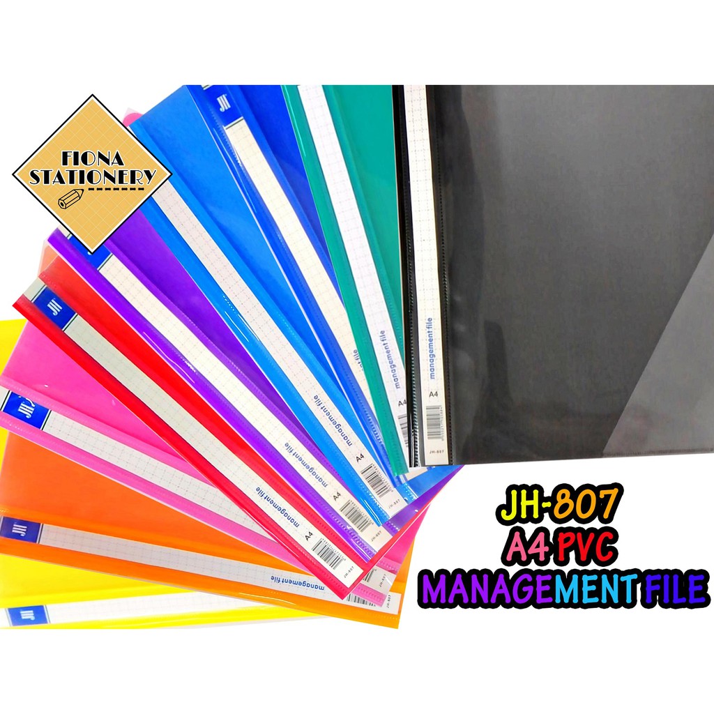 JH-807 A4 PVC Management File / Clear PVC Cover + Fastener [ UNIT ...