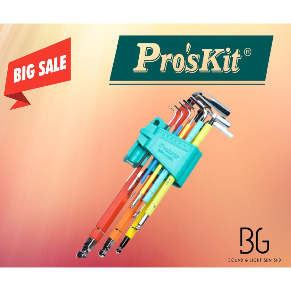 Pro'sKit HW-230BL 9PCS Colour Coded Extra Long Arm Ball Point Hex Key Set (Metric) | Shopee Malaysia