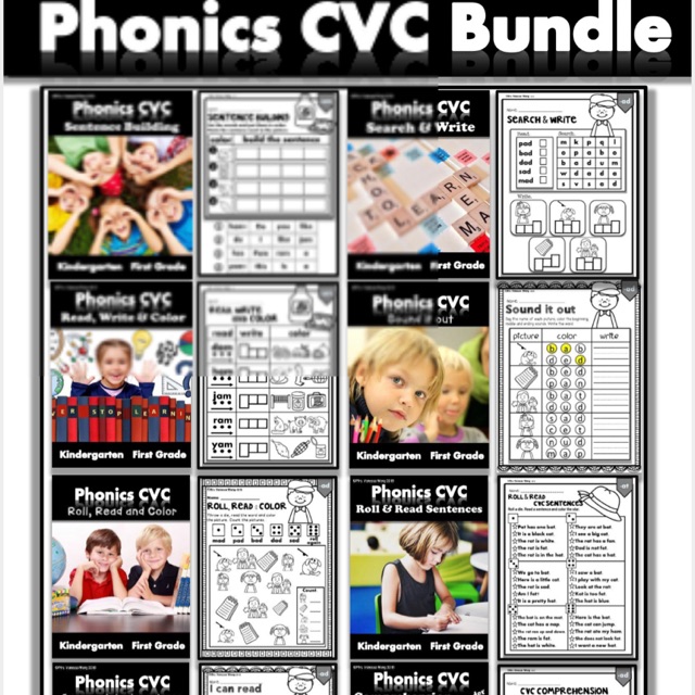 Printable *Phonics worksheets : CVC fluency bundle - Kindergarten/First ...