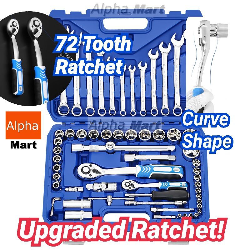 ALPHA PREMIUM Black 61pcs Ratchet Wrench Spanner Socket Premium Tool ...