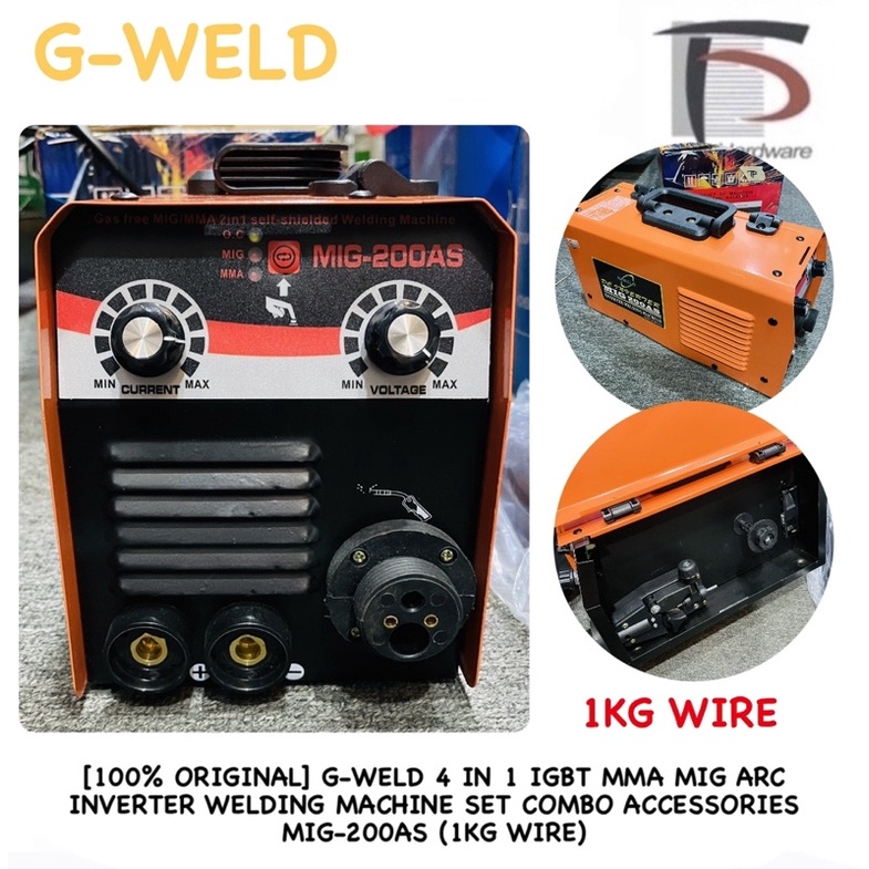 [100% ORIGINAL] G-WELD 4 IN 1 IGBT MMA MIG ARC INVERTER WELDING MACHINE SET COMBO ACCESSORIES ...