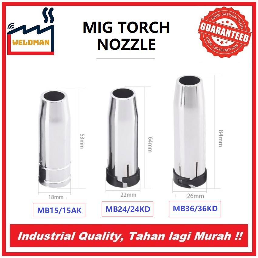 [WeldMan] MIG Torch Nozzle MB15 / MB24 / MB36 | Shopee Malaysia