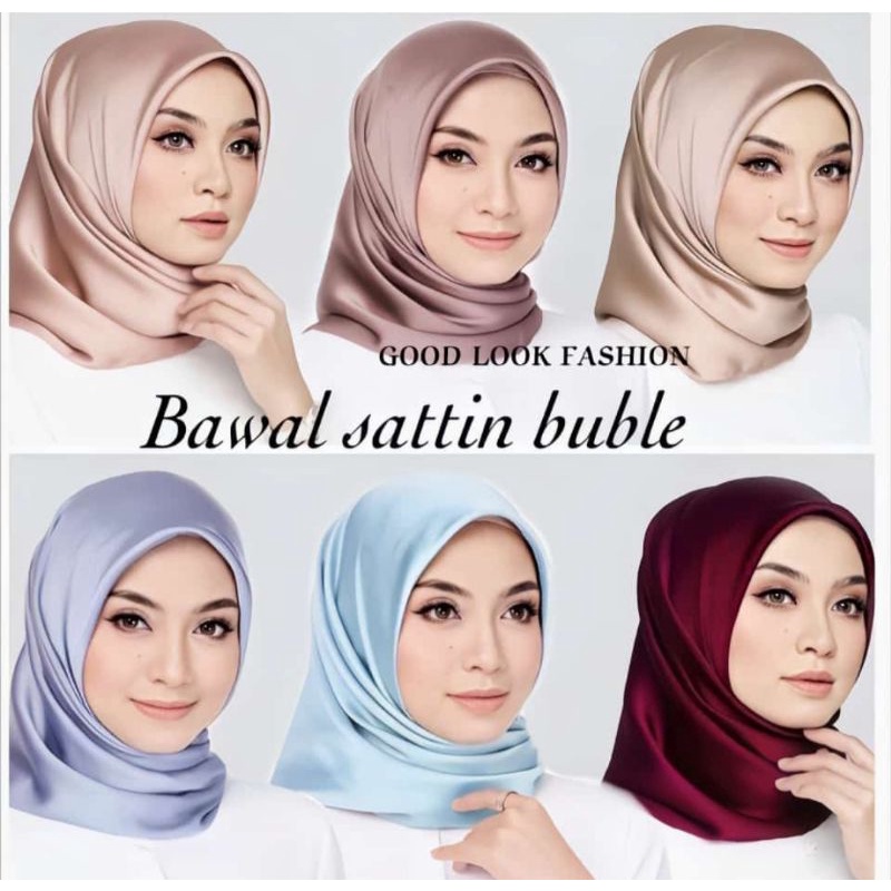 Bawal satin Bubble ( kain premium), tudung raya, tudung bawal, Bidang ...
