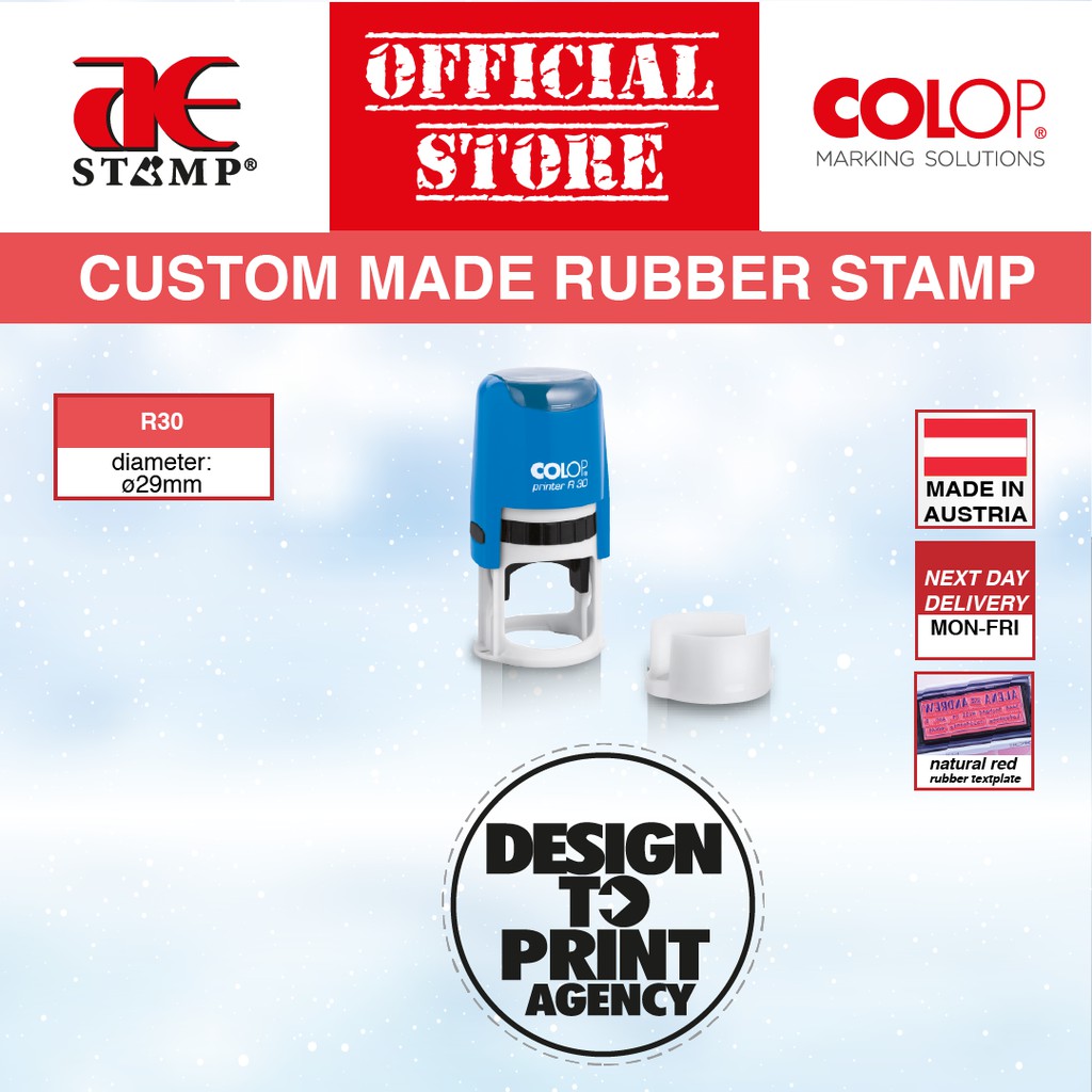 Custom Made COLOP Round Self-Inking Rubber Stamp | cop nama stamp colop ...