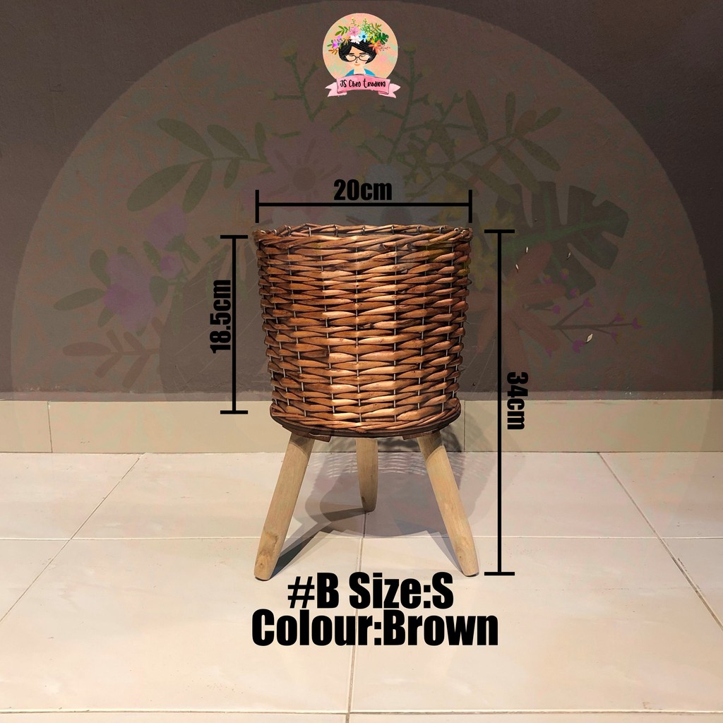 🔥Ready Stock🔥Bakul Rotan🔥Pasu Berkaki Flower Pot Rotan Pasu Bunga ...