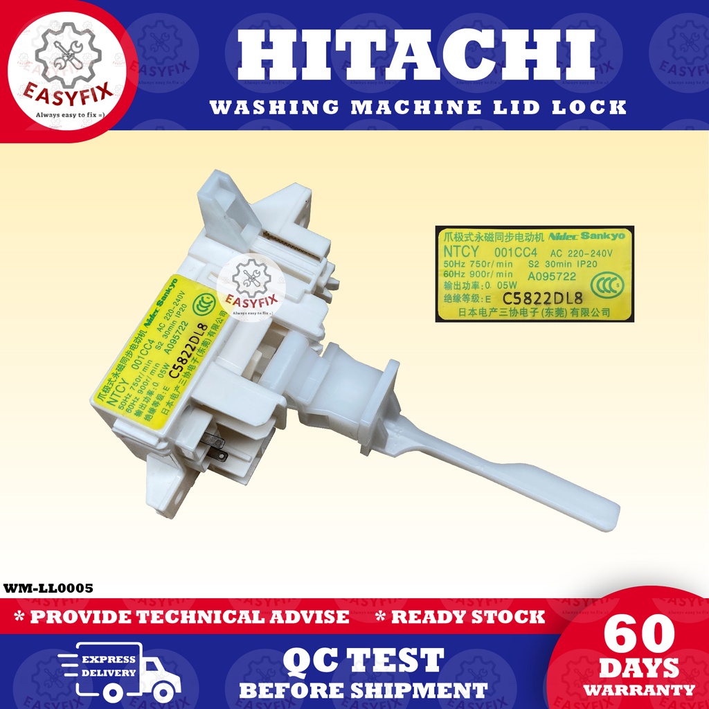 (NTCY001CC4) HITACHI WASHING MACHINE LID LOCK DOOR SWITCH LOCK PINTU ...