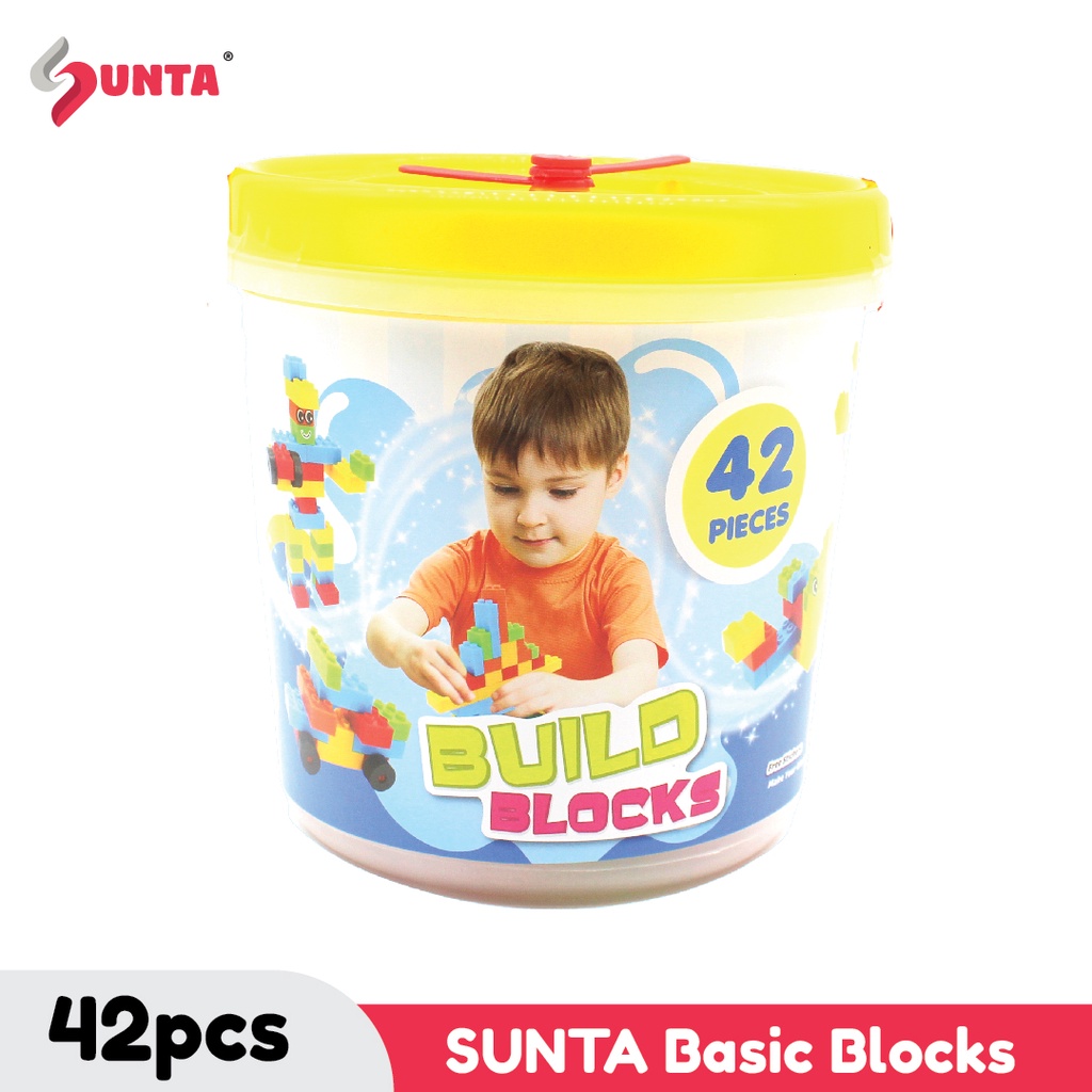 SUNTA Basic Building Blocks with Clock Design Container (42pcs ...
