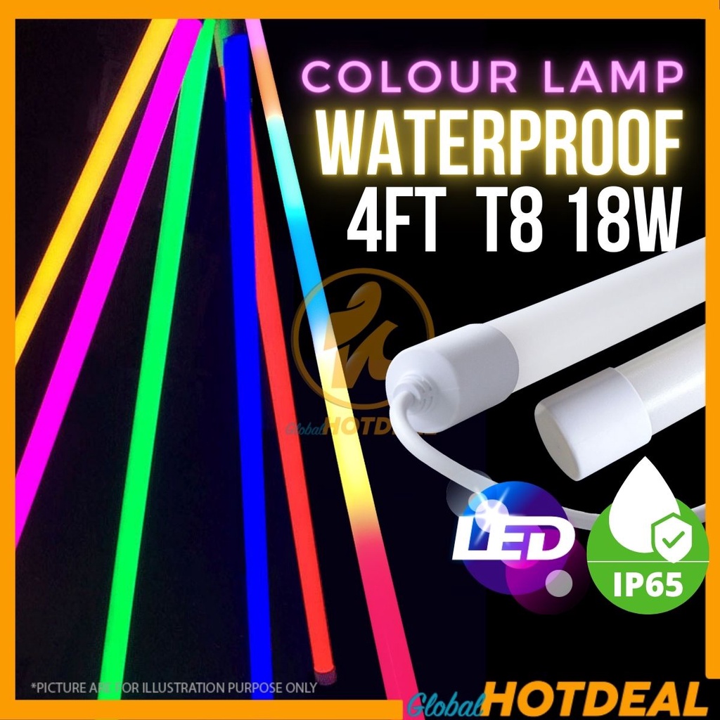 T8 18W 4FT LED Light Lamp IP65 Waterproof Tube Colour Ranbow RGB Hanging Lampu Kedai Makan ...