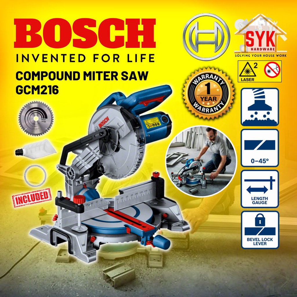 SYK BOSCH GCM216 GCM 216 8" Professional Compound Miter Saw Mesin ...