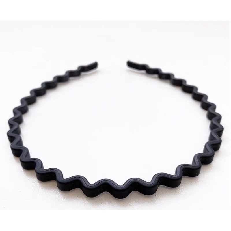 1Pc headband black hairband metal wave spring cekak rambut besi unisex ...