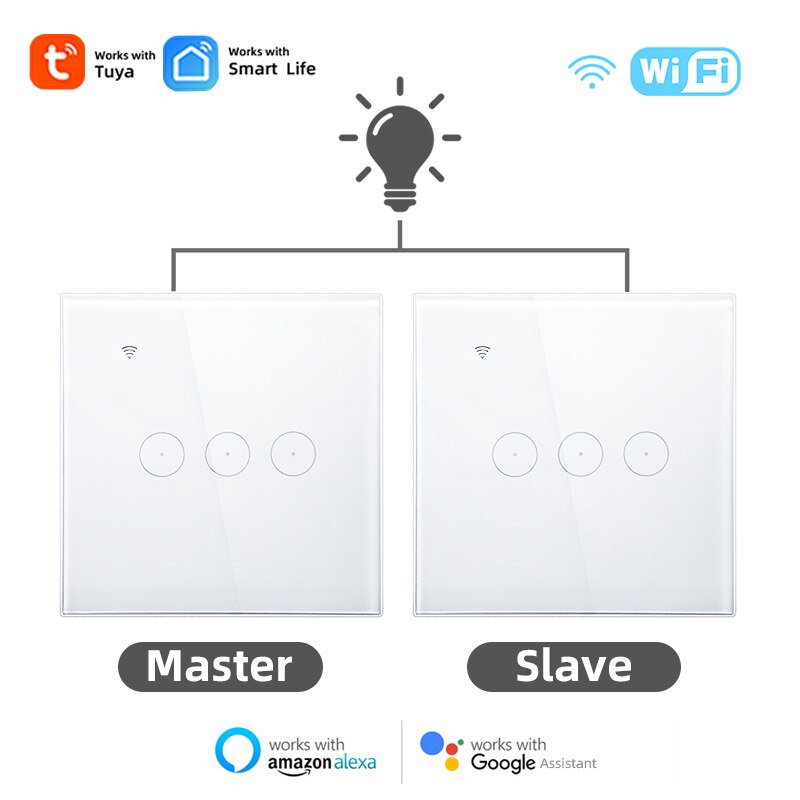 Tuya Smart Wifi 1 2 3 Gang 2 Way Wall Touch Light Switch,Single Live ...