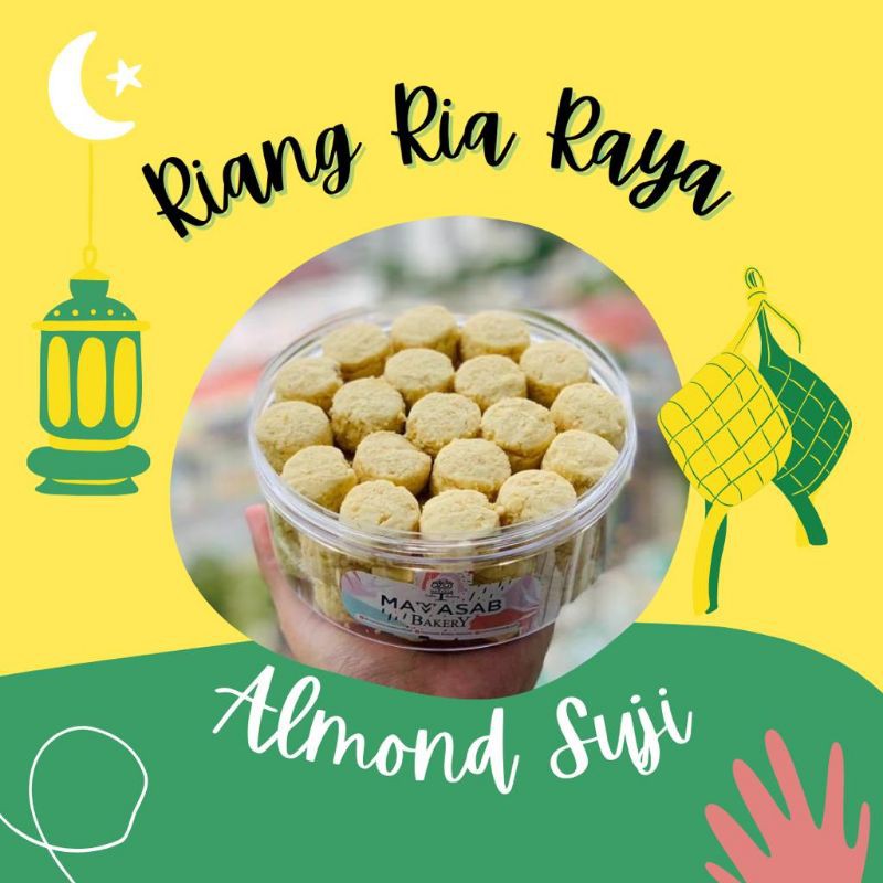 SUJI ALMOND COOKIES MAMASAB BISKUT RAYA SUJI ALMOND MAMASAB SUJI ALMOND ...