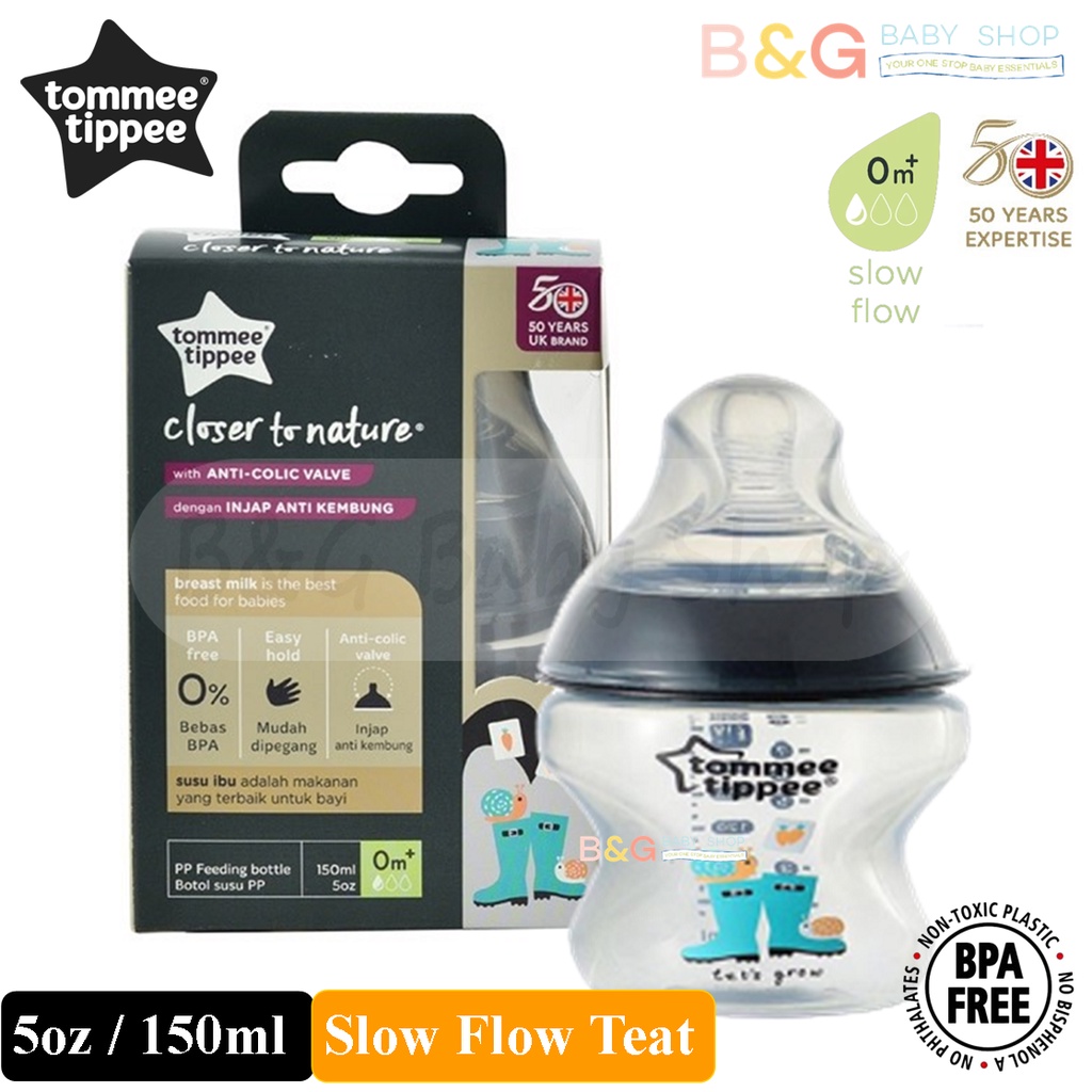 Tommee Tippee Closer to Nature Tinted Baby Feeding Milk Bottle With Slow Flow Teat / Puting ...