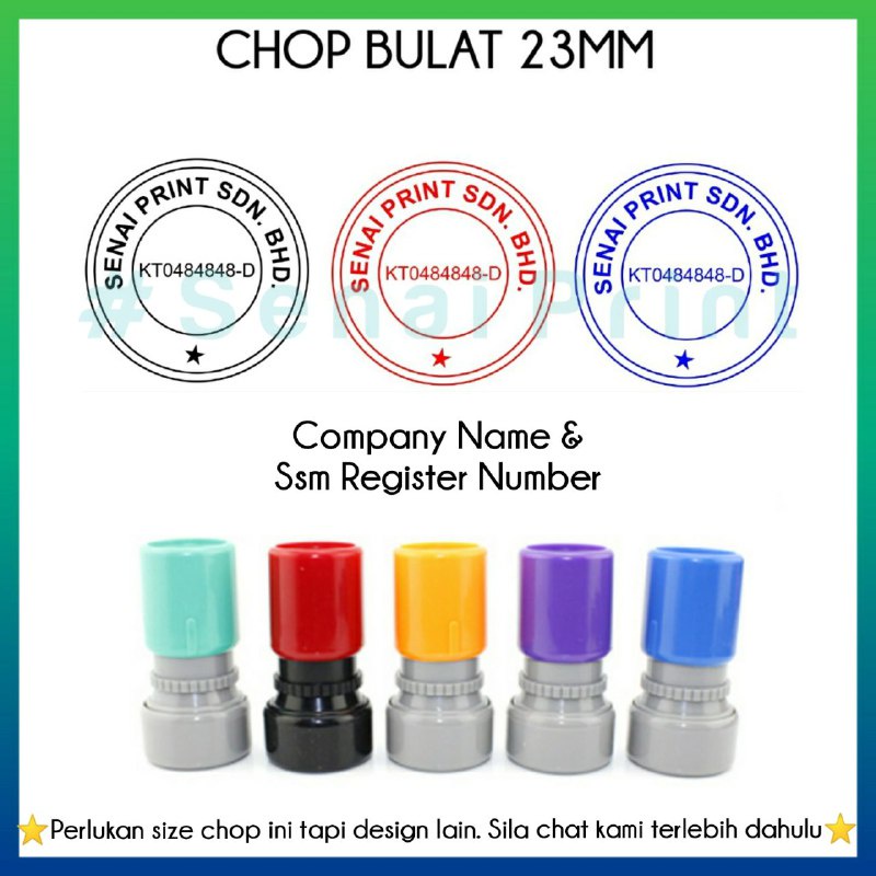 (23MM) Round Chop Rubber Stamp Chop Self Ink Flash Stamp Customized ...