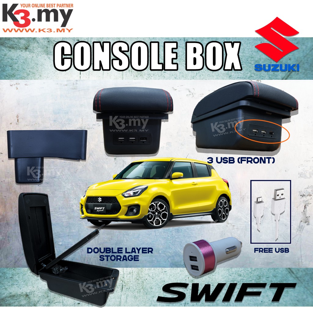 Suzuki Swift 2008 Dual Layer With 3 USB Armrest/Console Box | Shopee ...