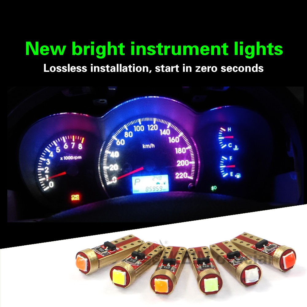 KEIN 1PCS T5 W3W Dashboard Car Meter LED Light 3030 crystal Led red ...