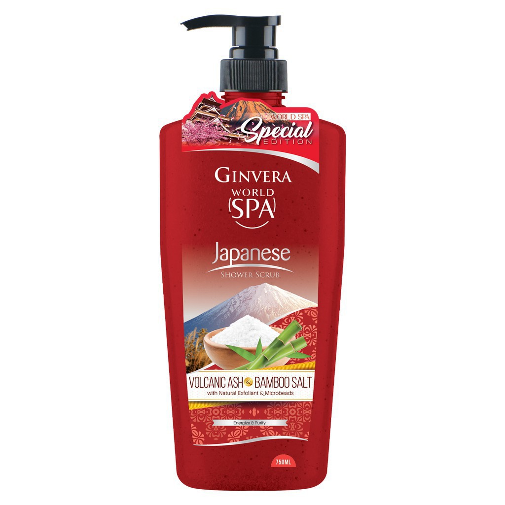 Ginvera World Spa Japanese Shower Scrub - Volcanic Ash & Bamboo Salt ...