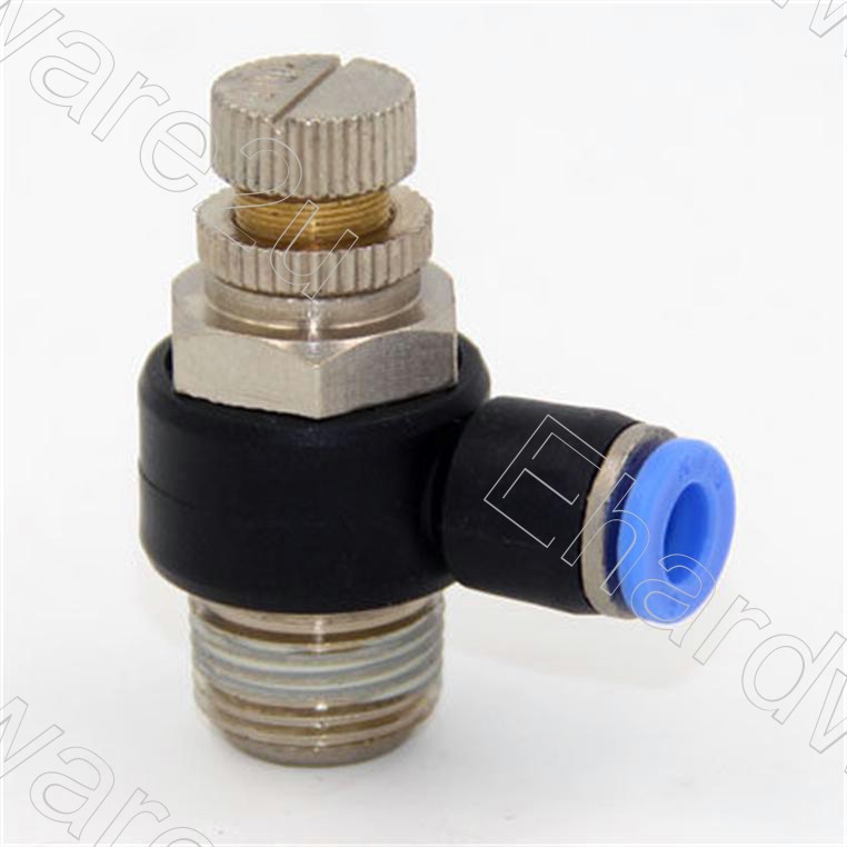 Pneumatic Push-in Fitting - Air Flow Speed Control Elbow Male Connector ...