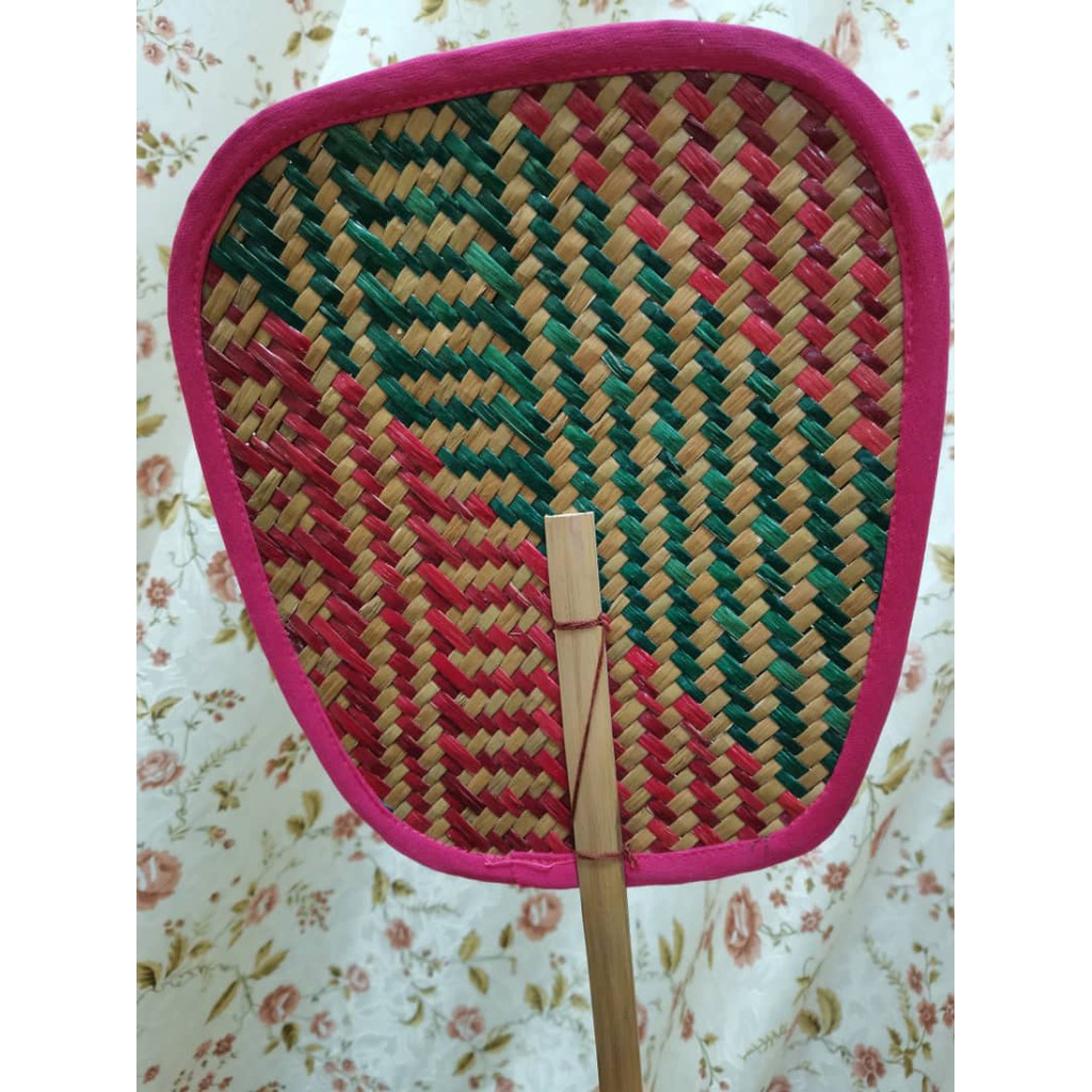 [Cheerfulbee] Asian Vintage Handmade Bamboo Fan Batik Fan Decor Art ...