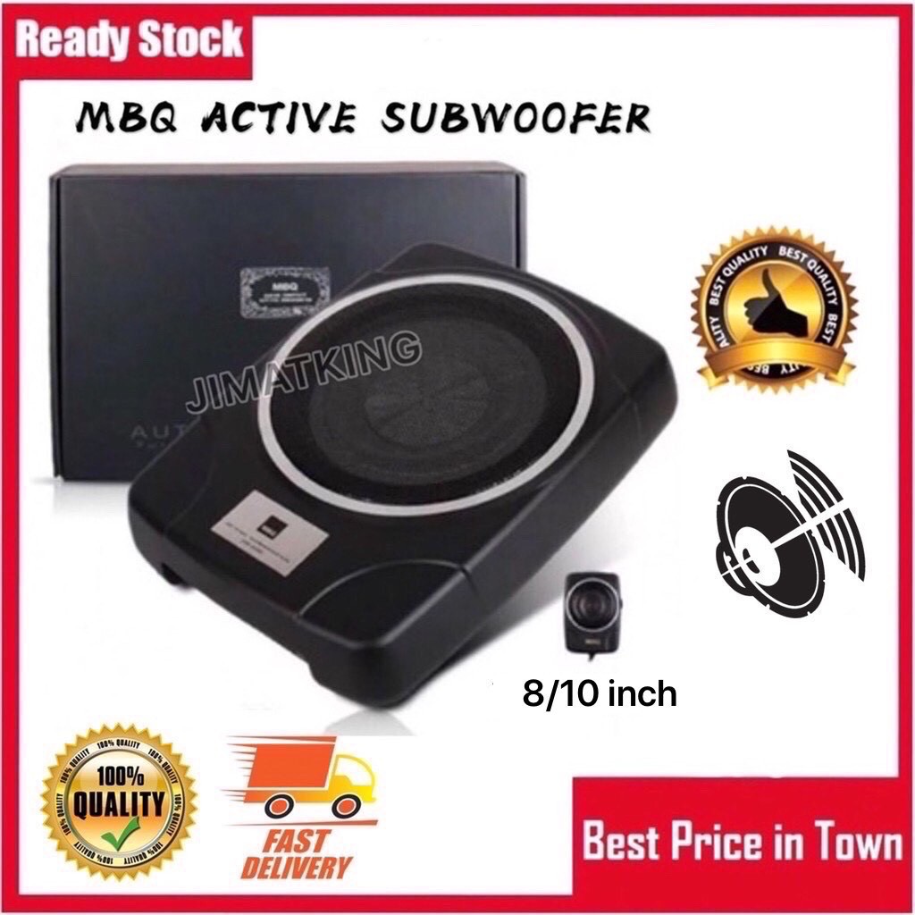 MBQ 8"/10" Car UnderSeat Super Slim Active Subwoofer Built In Amplifier ...