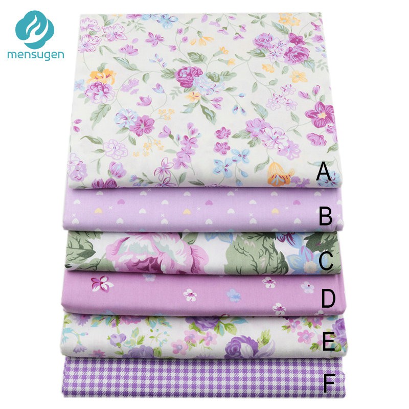 100% Purple Floral Patchwork Cotton Fabric,Kain DIY Cotton Cloth ...