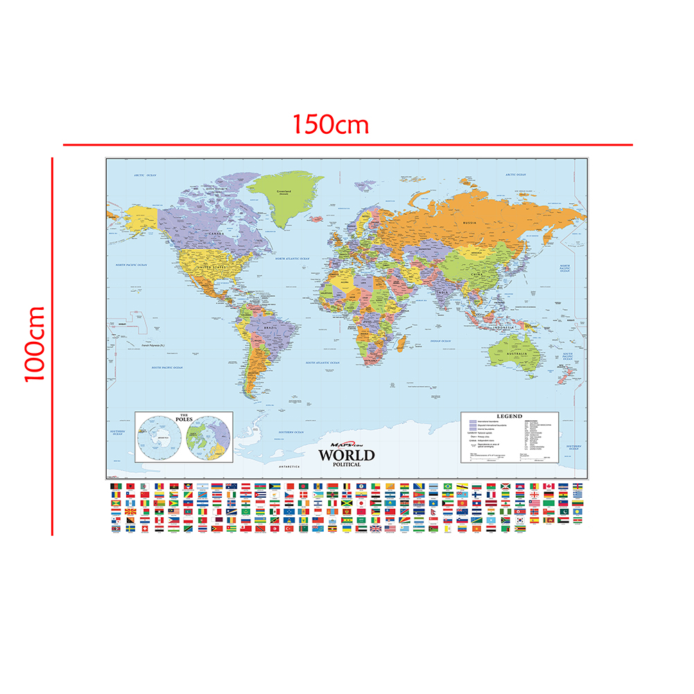 &picture& Classic World Map - Educational Map Large Poster Prints Wall ...