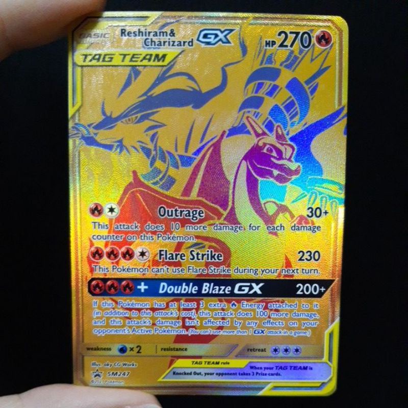 Pokemon Card TCG : Tag Team GX Premium: Gold Reshiram & Charizard GX ...