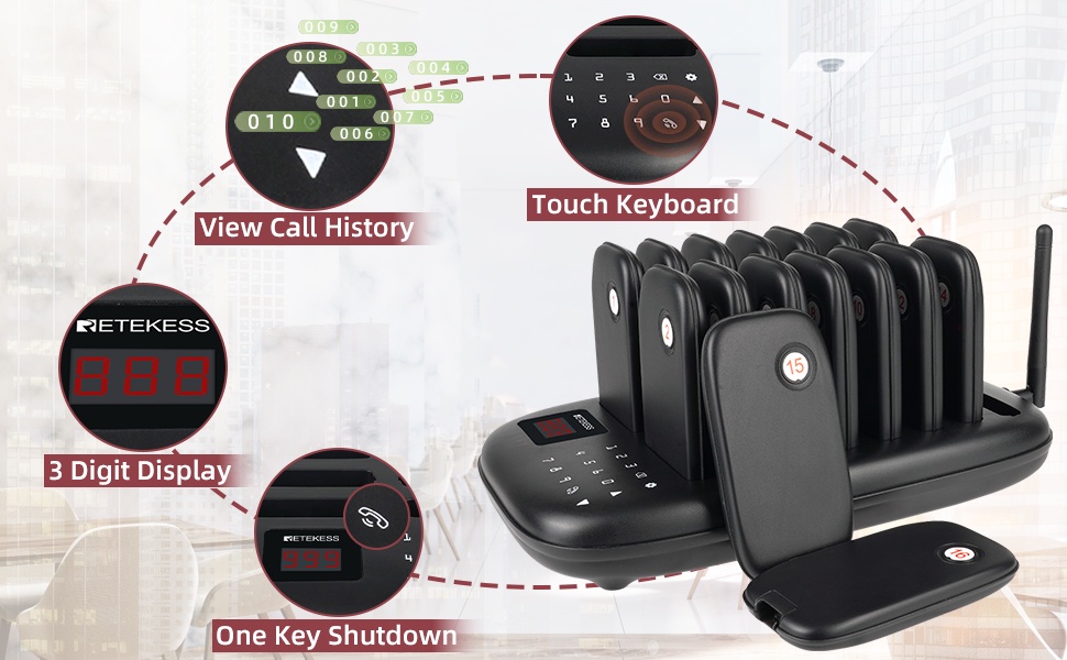 Retekess TD175 Restaurant Pager System Pagers for Restaurants 7 Call ...