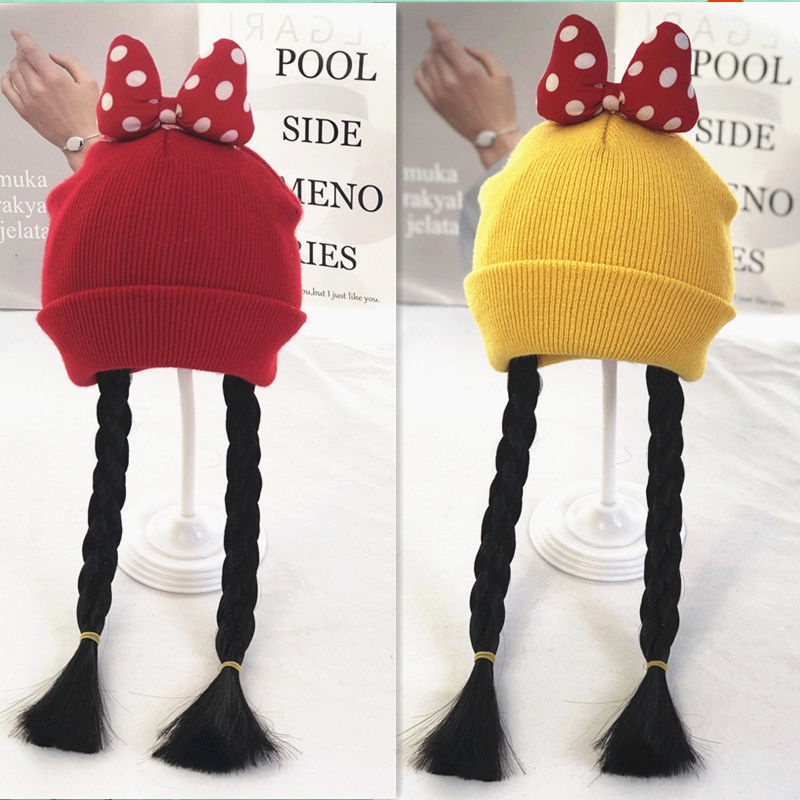 Topi Rambut Palsu Jalinan Gadis Ikatan Simpul Besar Mickey Mouse Gaya ...