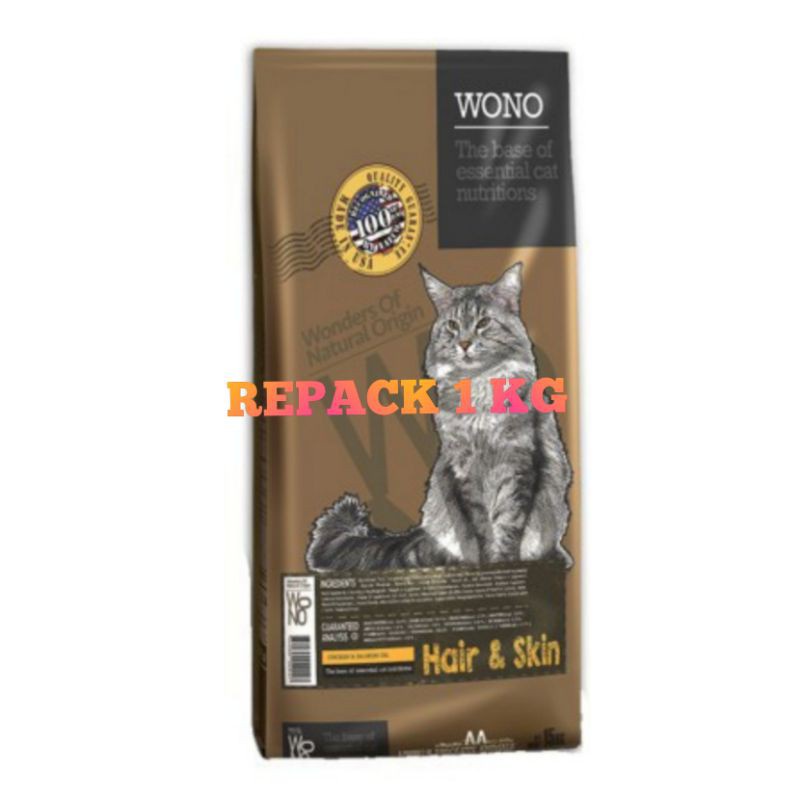 WONO HAIR & SKIN 1KG (REPACK) CAT FOOD MAKANAN KUCING WONO HAIR N SKIN ...