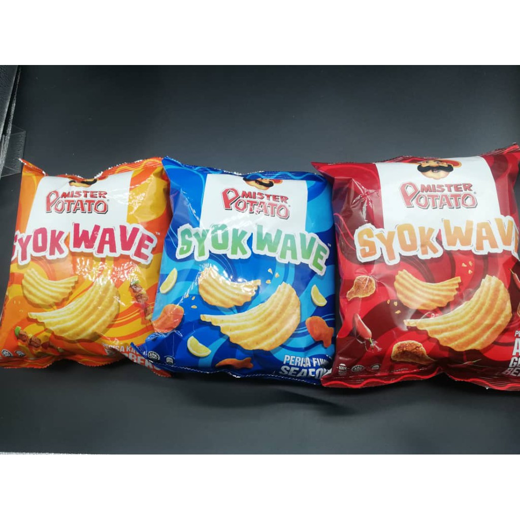 Mister Potato Syok Wave 65G*12 Seafood / BBQ / Spicy Chicken | Shopee ...