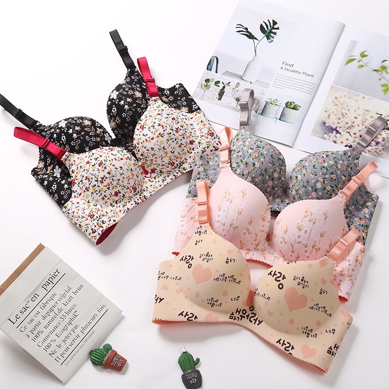 Women Flower Print Seamless Sexy Bra wirefree Print Pattern Bra ...