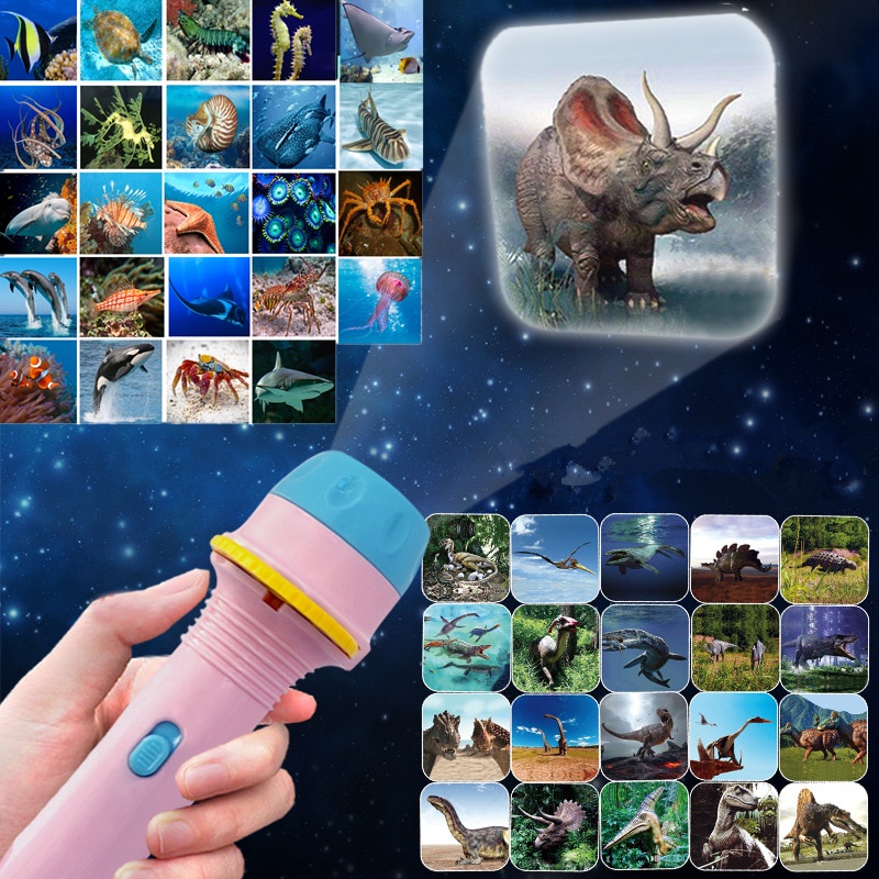 Kids Flashlight Story book Projector Torch early Educational Light-up ...