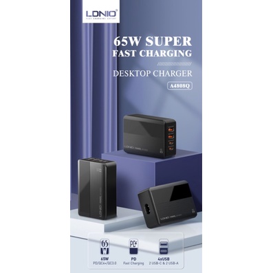 LDNIO 65W PD USB-C Portable Fast Charging Universal Type C Notebook Wall Charger Laptop Adapter ...