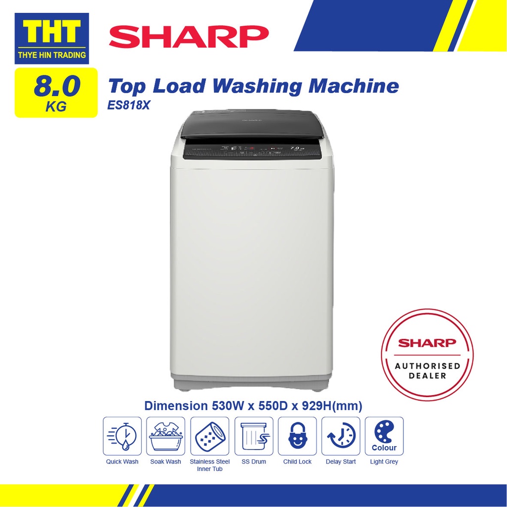 Sharp 8KG /8.5KG Fuzzy Control Washer - ESX818 / ES821X (Mesin Basuh ...