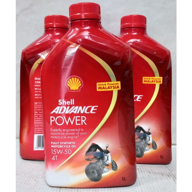 SHELL ADVANCE POWER 15W50 4T FULLY SYNTHETIC 1L ENGINE OIL/MINYAK HITAM ...