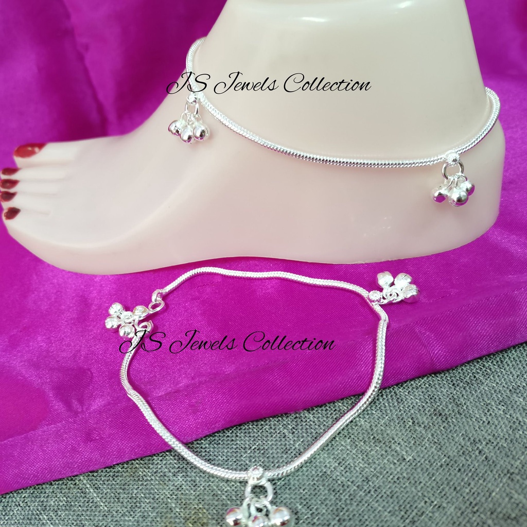 🔥Silver Payal/Anklet with Bells💕Type B[Baby/Kids/Adults] | Shopee Malaysia
