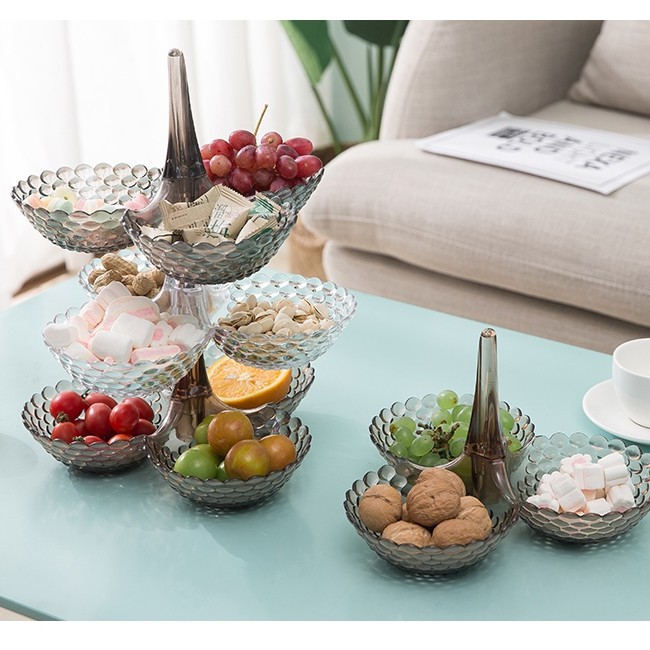 1pc Creative Dry Fruit Plate Multilayer Stackable Plastic Plate Fruit ...