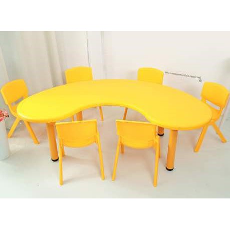 Kindergarten Arch Moon Shape Kid Study Table with Adjustable Table ...