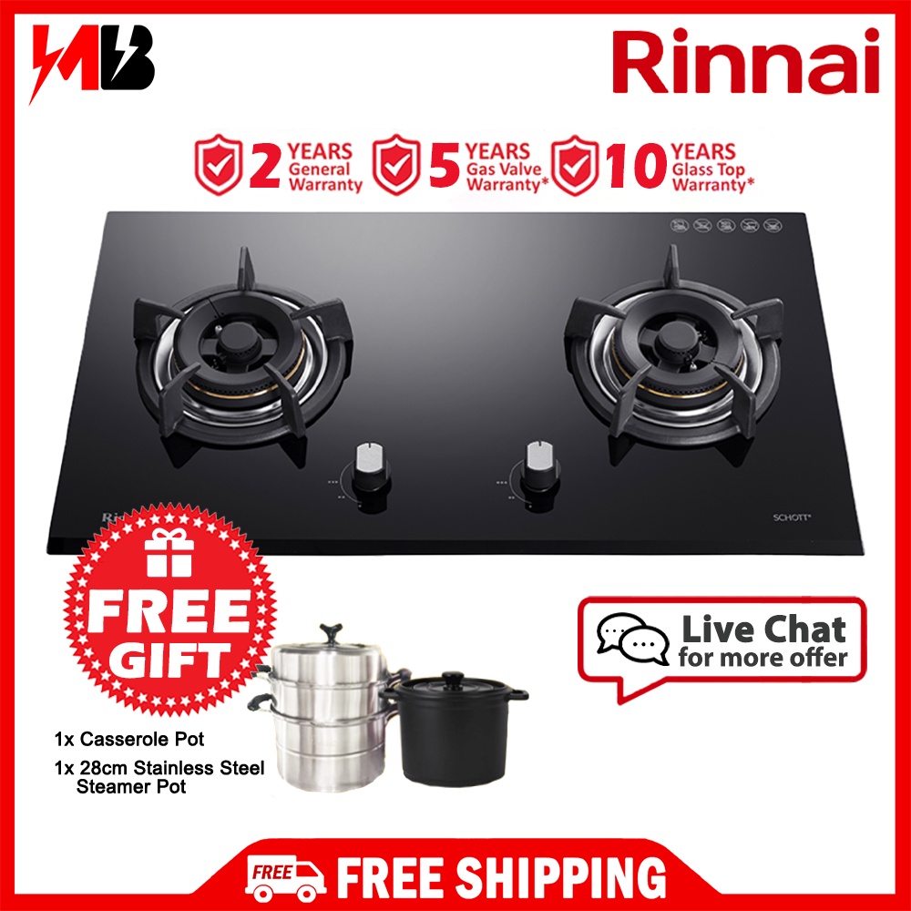 (FREE SHIPPING) Rinnai Gas Hob RB72G 5.5kw Scott Tempered Glass Cooking ...