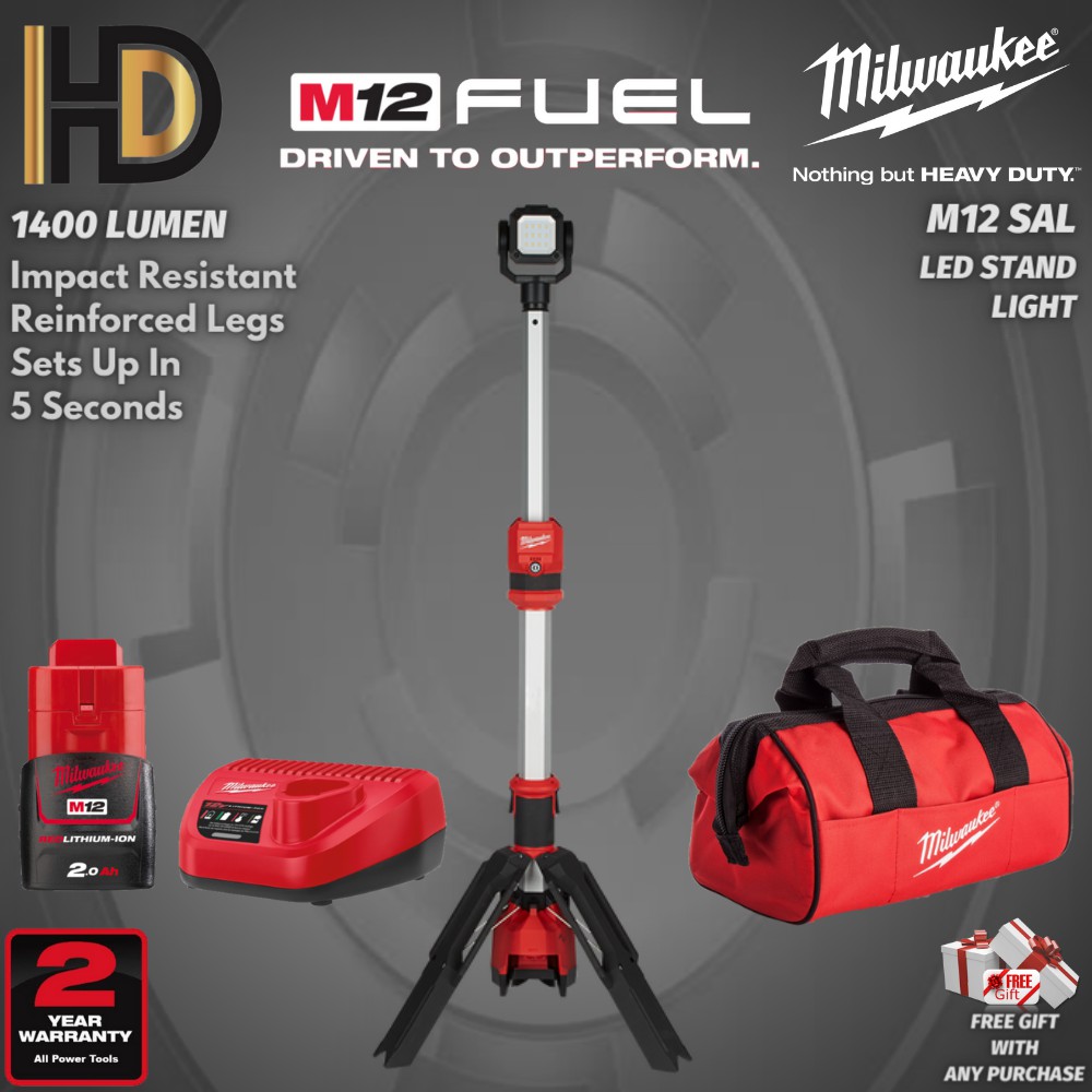 Milwaukee M12 SAL LED Stand Area Light 1400 LUMEN / Work Light / Area ...