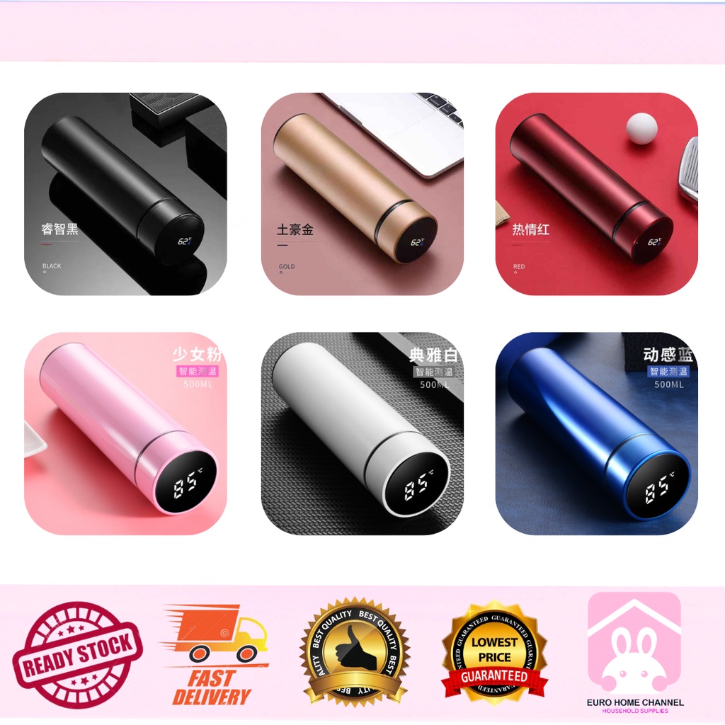 500ml Vacuum Flask Thermos Sus304 Hot Cold Water Bottle No Led Display